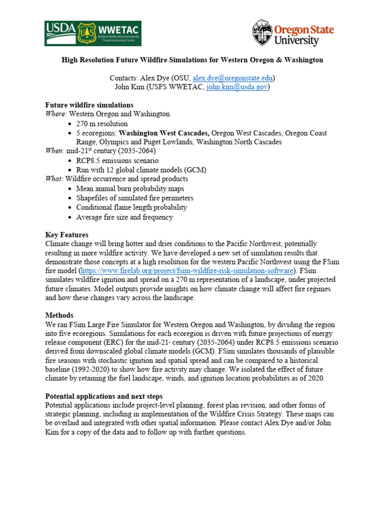Future Wildfire Simulations in PNW | PDF | Climate | Wildfire