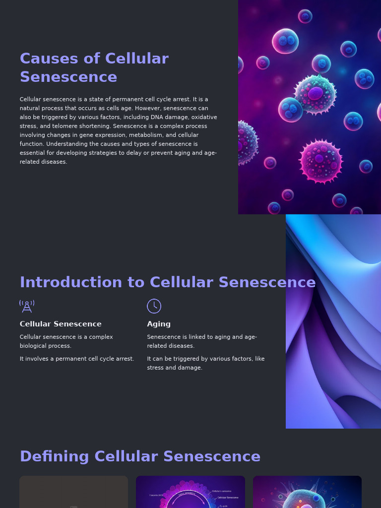 Causes of Cellular Senescence Explained | PDF | Dna Repair | Inflammation