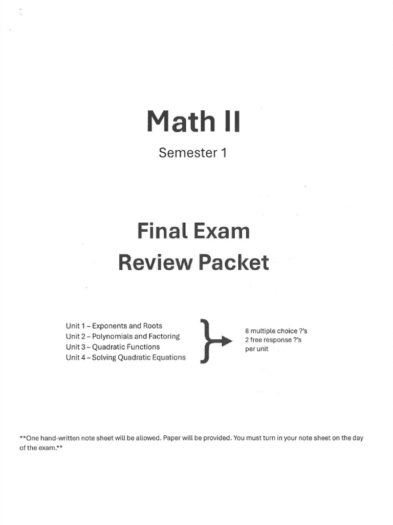 Math 2 Review Key - Other Teacher | PDF