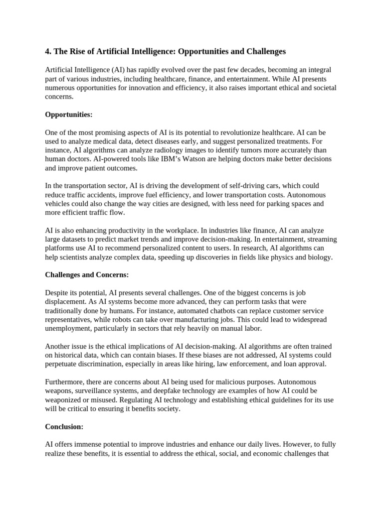 The Rise of Artificial Intelligence: Opportunities and Challenges | PDF ...