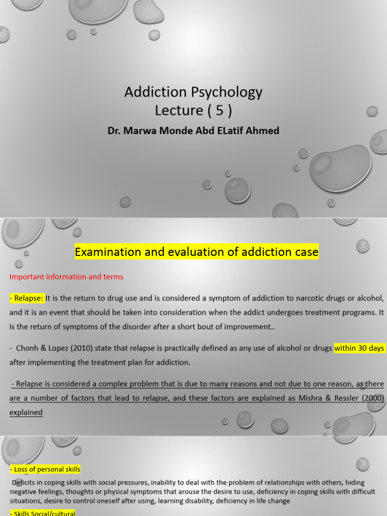 lecture 5 addiction | PDF | Substance Dependence | Substance Abuse