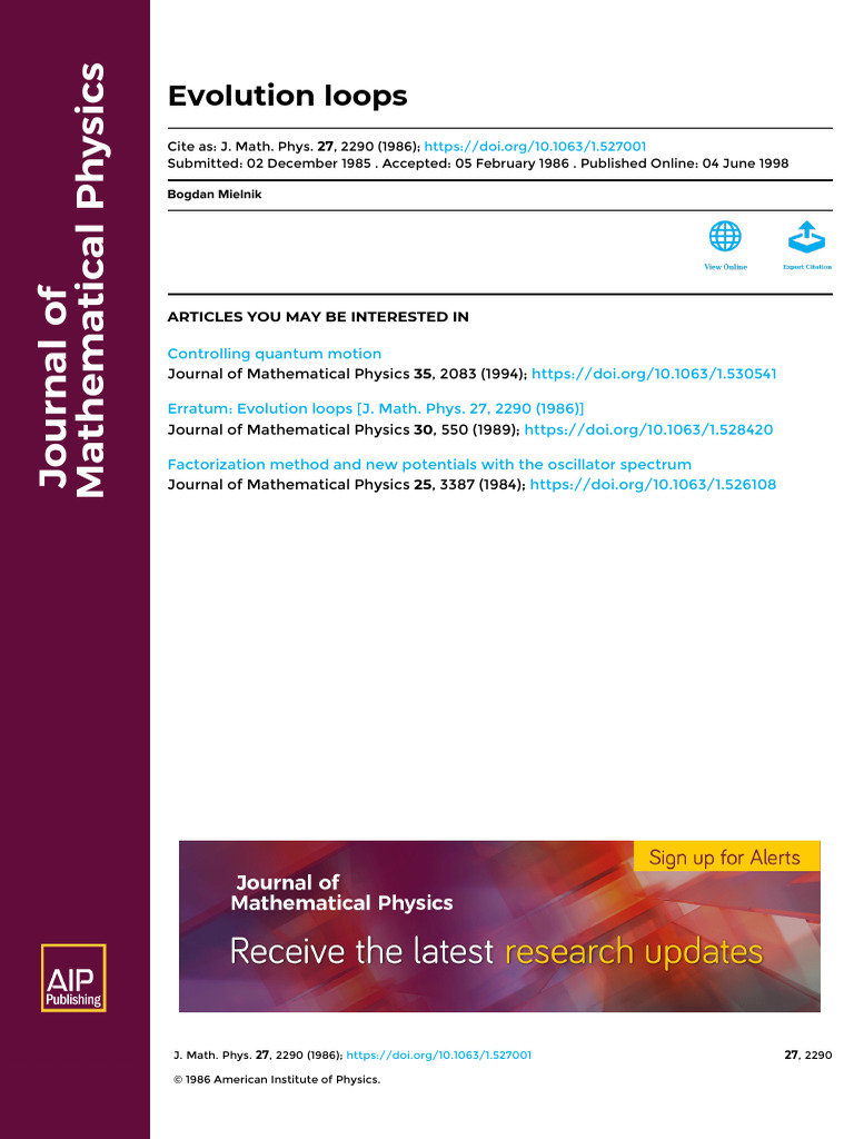 Evolution Loops | PDF | Schrödinger Equation | Physics