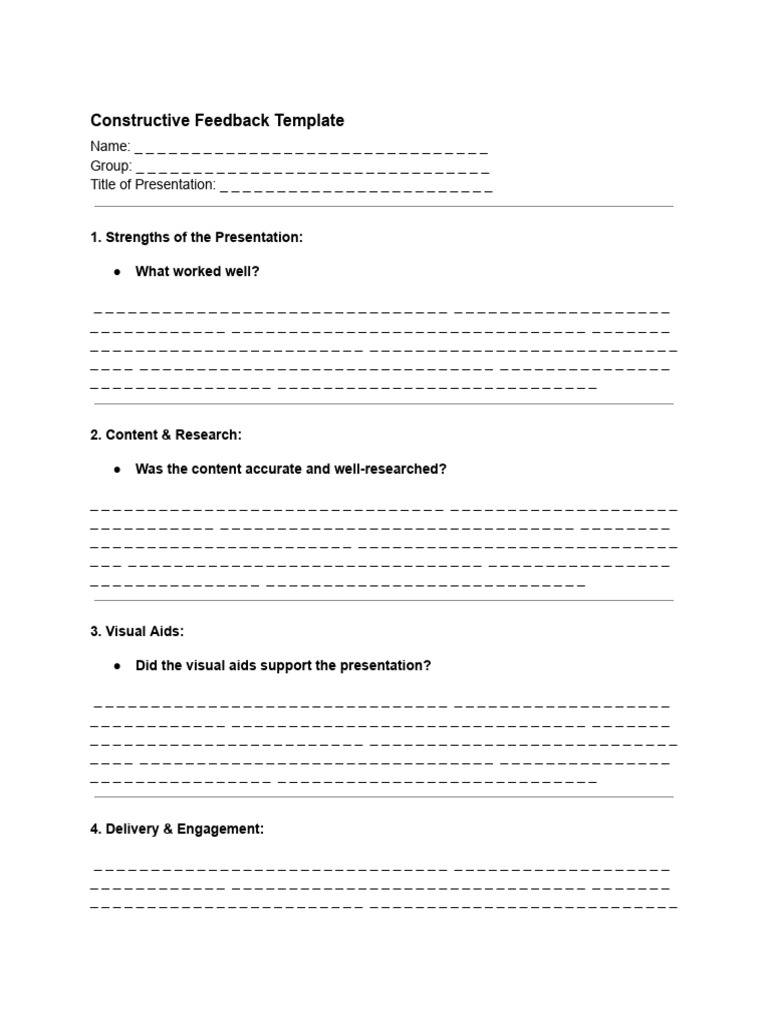 Empty Feedback Template | PDF