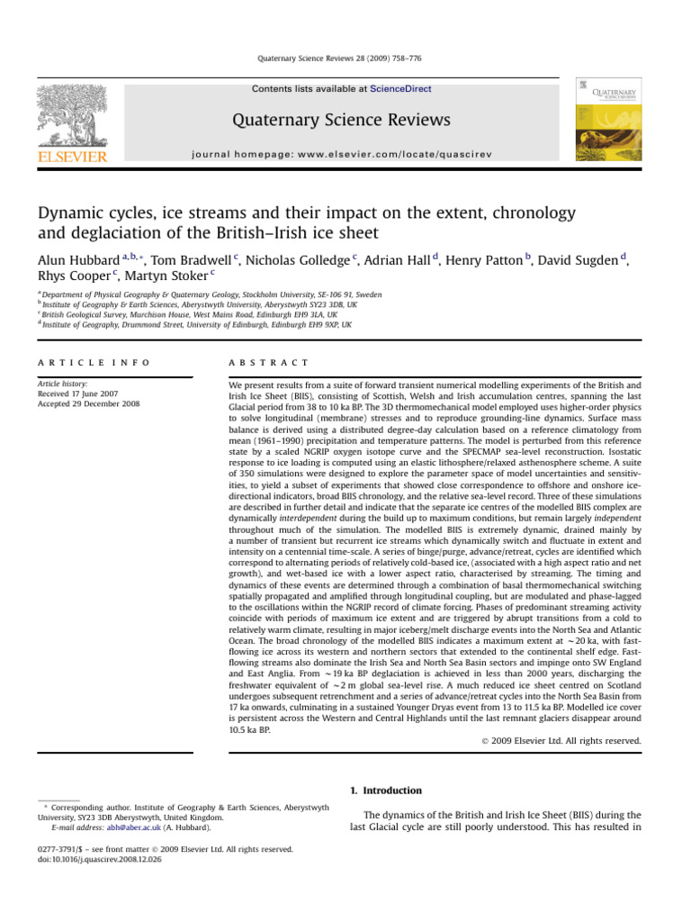 Dynamic Cycles, Ice Streams and Their Impact on the Extent, Chronology ...