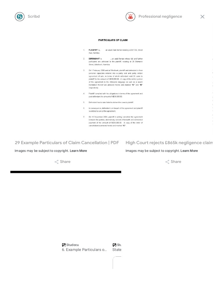 Particulars of Claim For Breach of Contract - Google Search | PDF ...