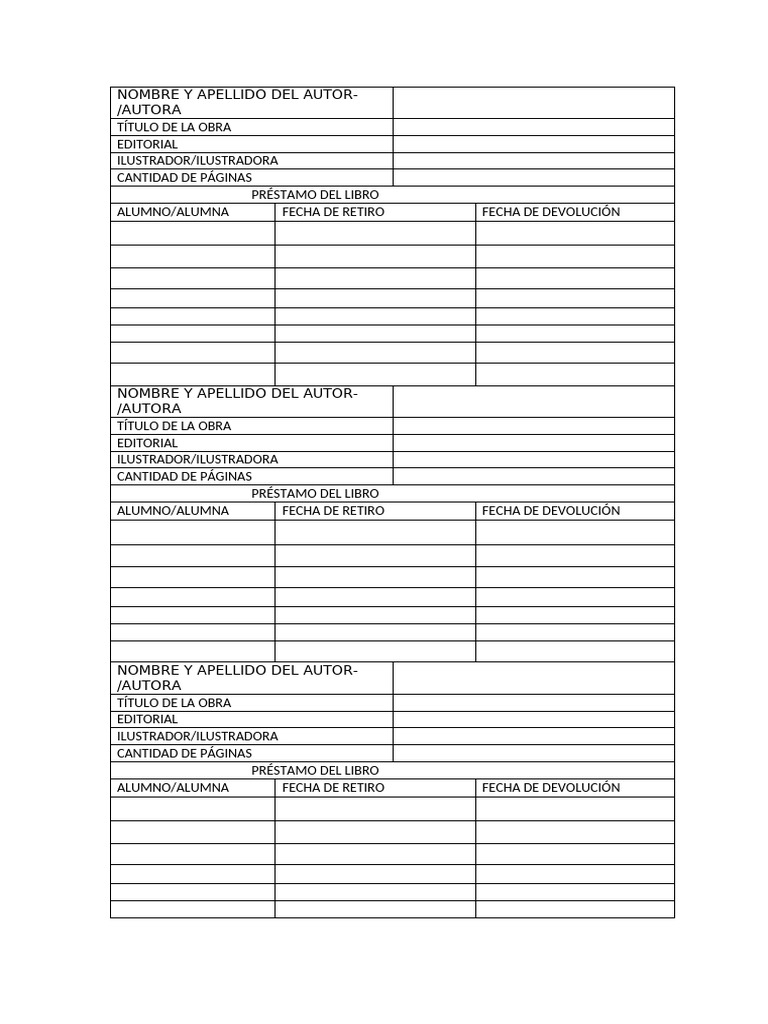 Fichas para Bibliotecas Aúlicas | PDF