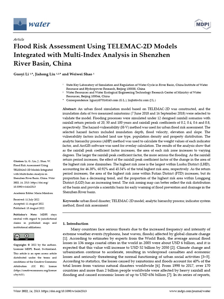 Flood Risk Assessment Using TELEMAC-2D Models Inte | PDF | Flood | Risk