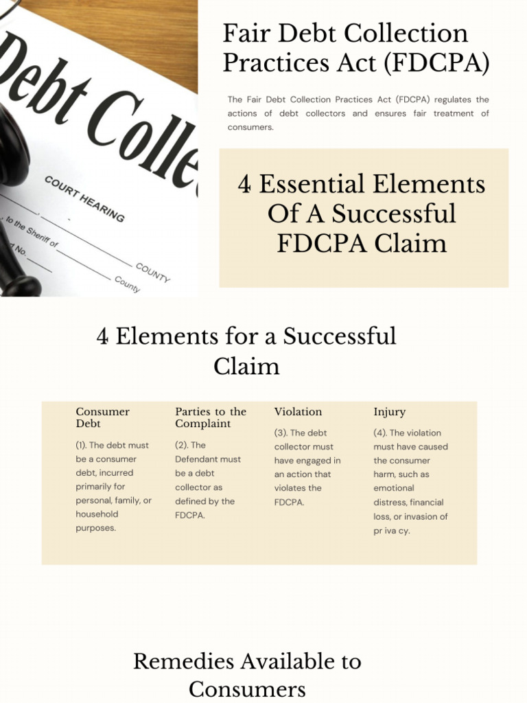 4 Essential Elements of A Successful FDCPA Claim | PDF