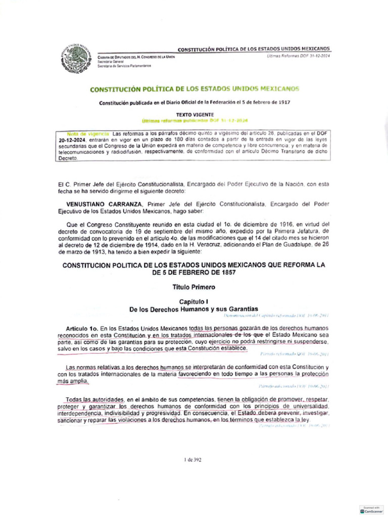 Artículo 1o. de la CPEUM. | PDF