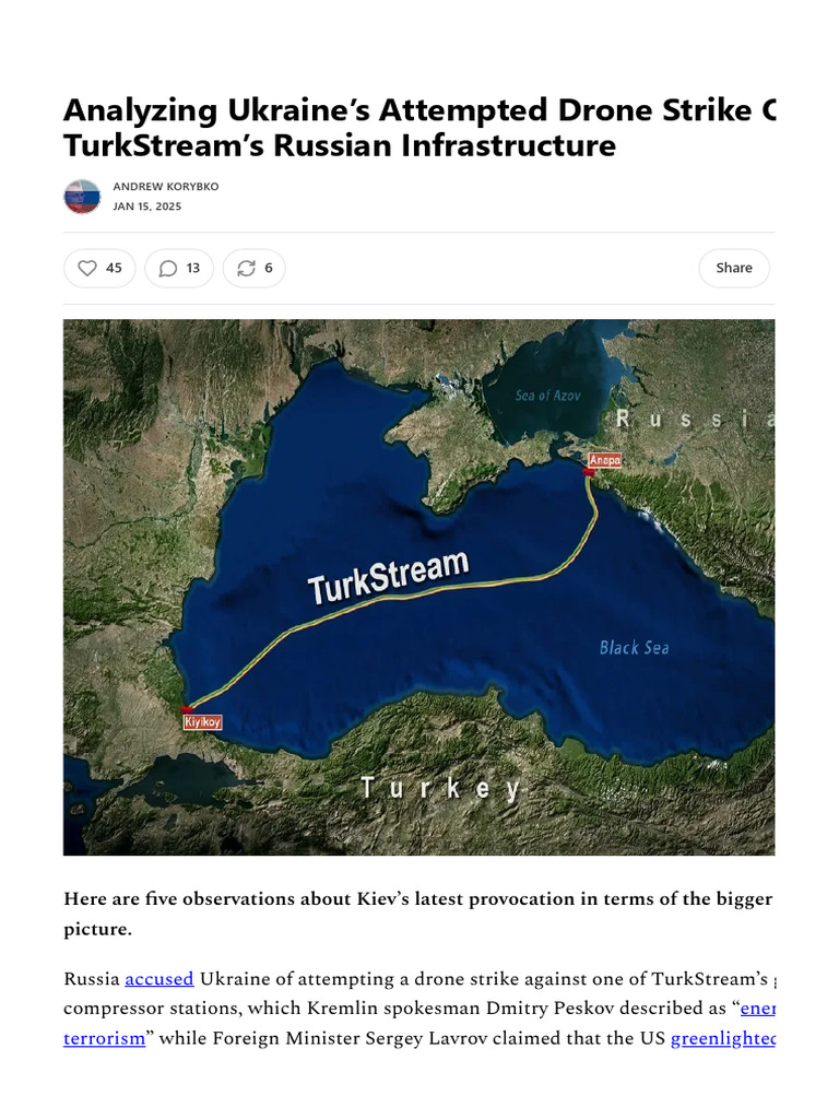 Analyzing Ukraine’s Attempted Drone Strike On TurkStream’s Russian ...