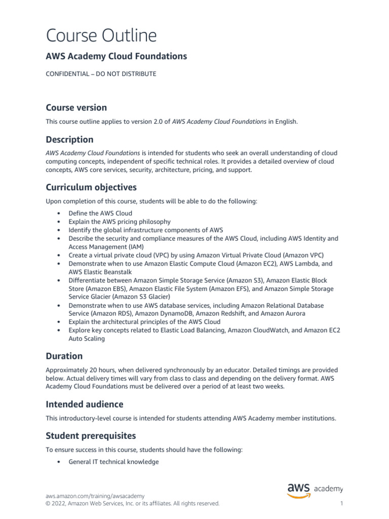 AWS Academy Cloud Foundations Overview | PDF | Amazon Web Services | Cloud Computing