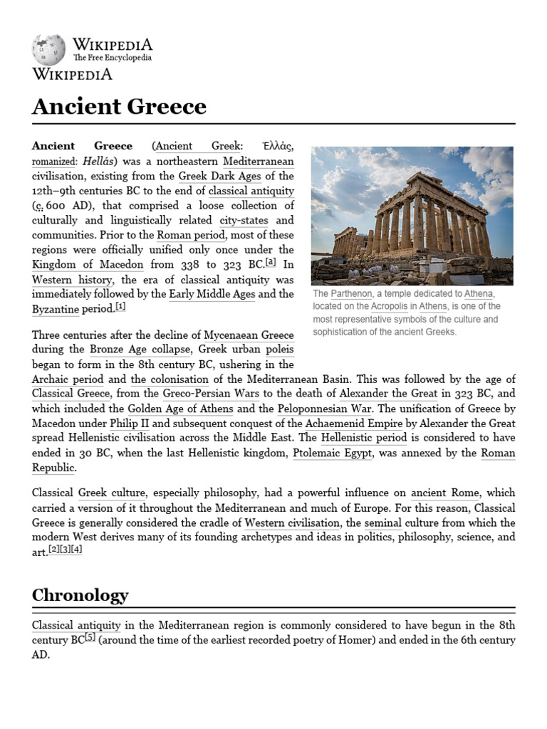Ancient Greece: Culture and History Overview | PDF | Ancient Greece ...