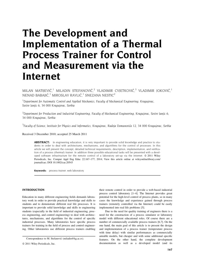 Comp Applic in Engineering - 2011 - Matijević - The Development and Implementation of a Thermal ...