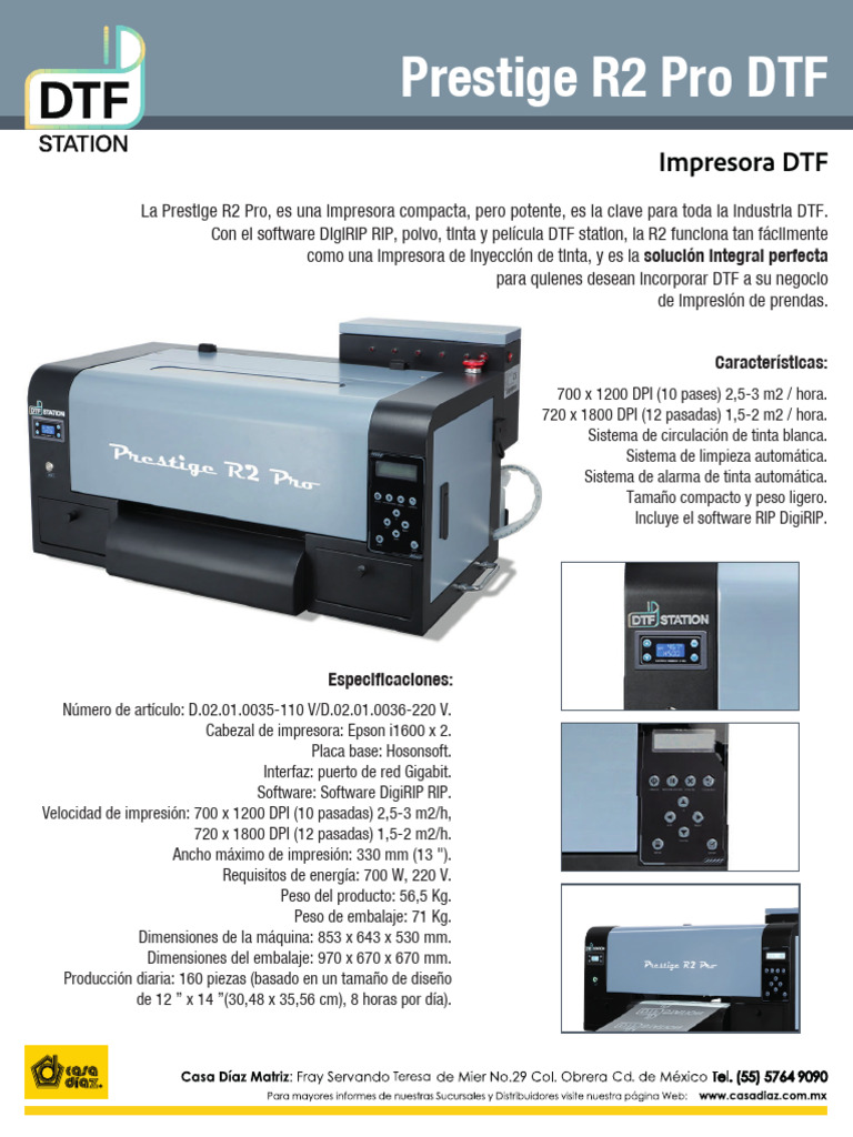 DTF Station Prestige r2 Pro | PDF | Impresora (Computación) | Equipo de oficina