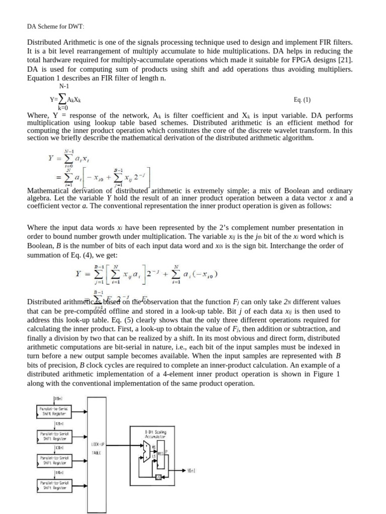 Distributed Arithmetic for FIR Filters | PDF | Multiplication | Mathematics