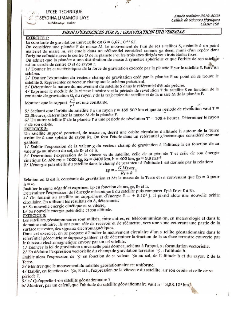 TD-gravitation-2020-lsll | PDF