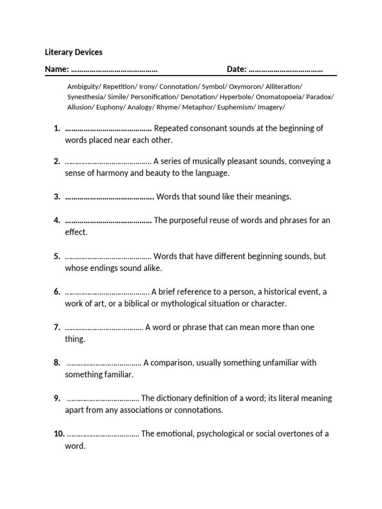 100 Literary Devices Explained | PDF