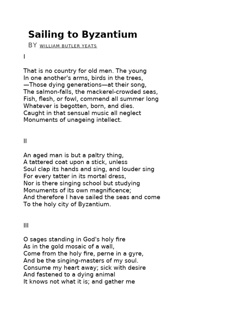 Yeats' Sailing to Byzantium Analysis | PDF