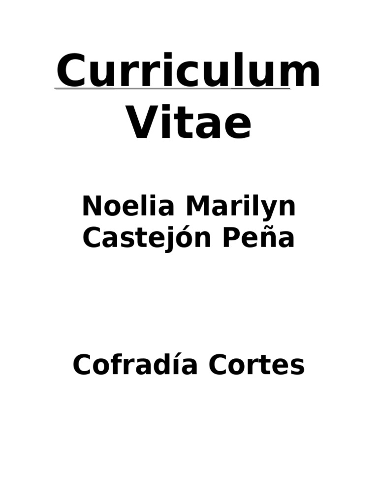 Curriculum Vitae Noelia Marilyn Castejon Peña | PDF
