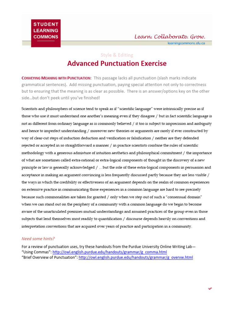 Advanced Punctuation Exercise Guide | PDF | Argument | Inductive Reasoning