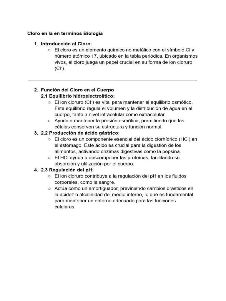 Cloro en La en Terminos Biología | PDF | Flúor | Ácido