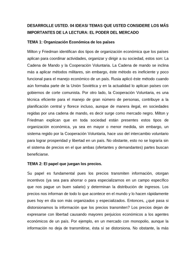 El Poder Del Mercado-resumen | PDF | Sociedad | Mercado (economía)