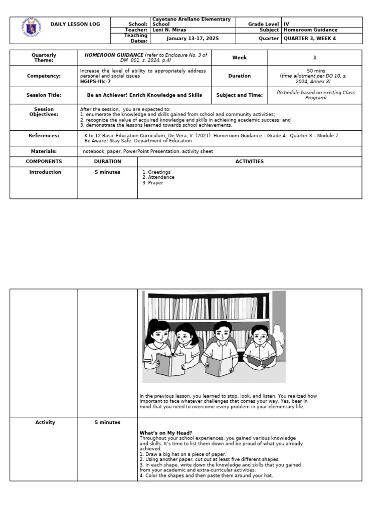 G4- HOMEROOM GUIDANCE -Q3W4 | PDF | Knowledge | Behavior Modification