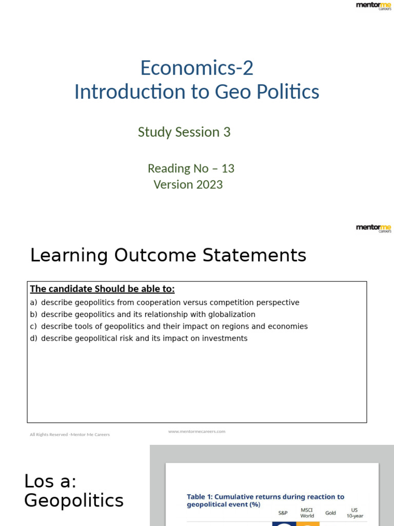 Reading 13 Introduction To Geo Politics 2023 Syllabus | PDF | Globalization | Geopolitics