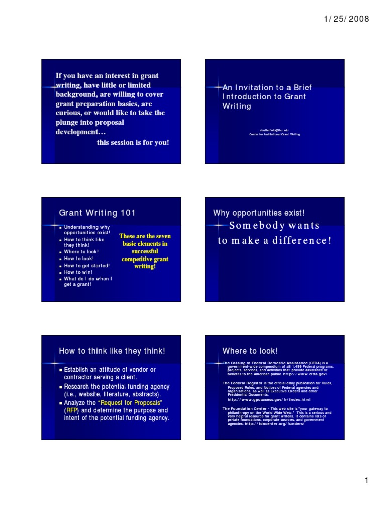 Grant Writing 101 | PDF | Grant Writing | Request For Proposal