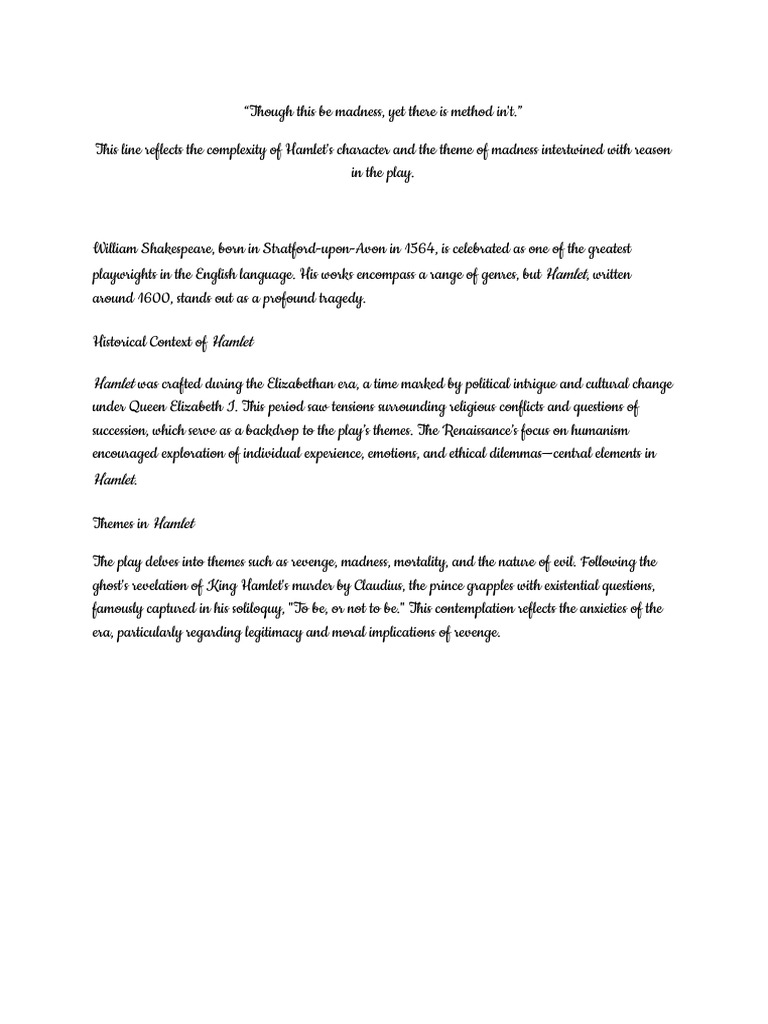 Hamlet: Themes of Madness and Tragedy | PDF | Hamlet | Tragedy