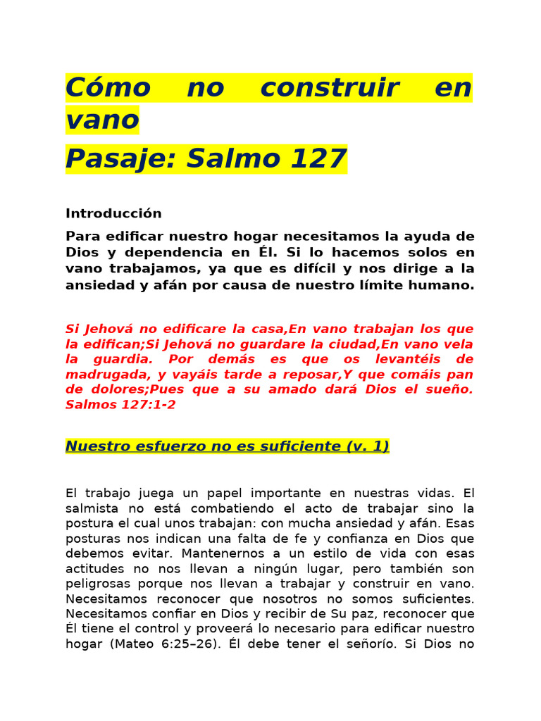Salmos 127 | PDF