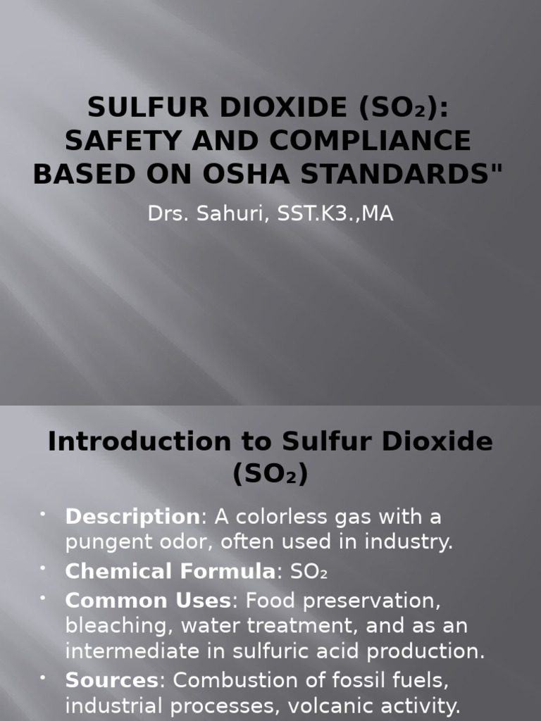 Sulfur Dioxide Safety and Compliance Guide | PDF | Occupational Safety ...