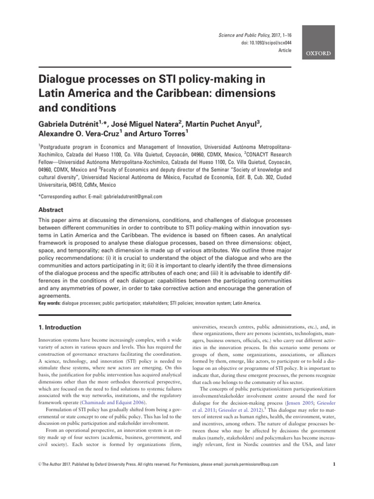 Dialogue processes on STI policy-making in | PDF | Governance | Innovation
