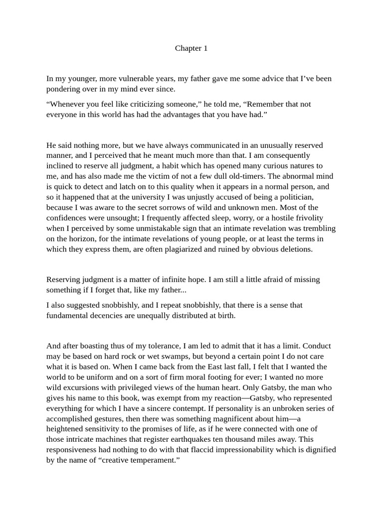 Nick's Perspective on Gatsby and Wealth | PDF | The Great Gatsby