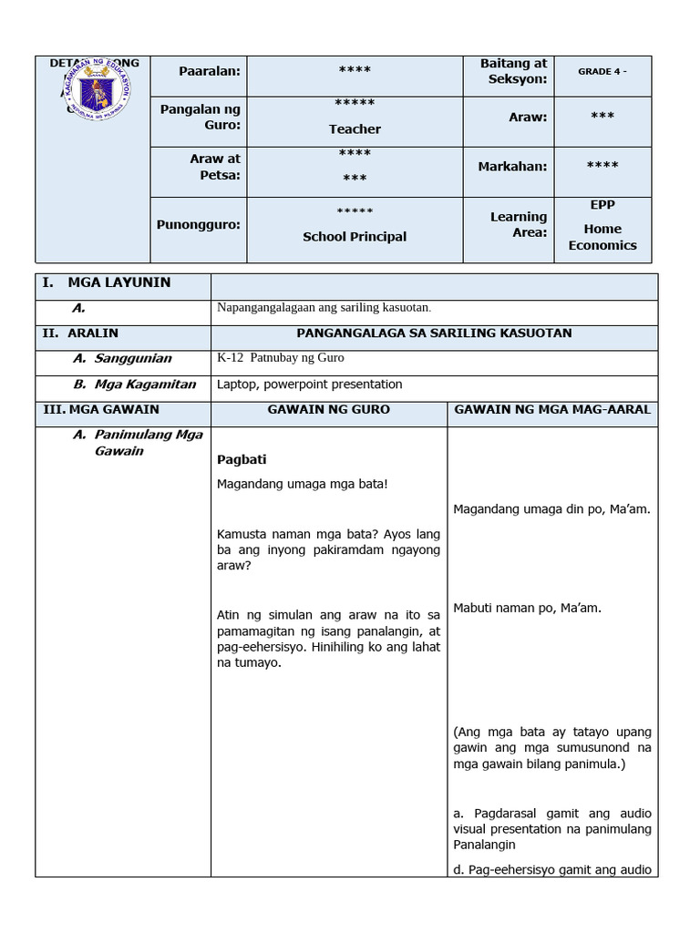 DLP Epp Home Econ | PDF