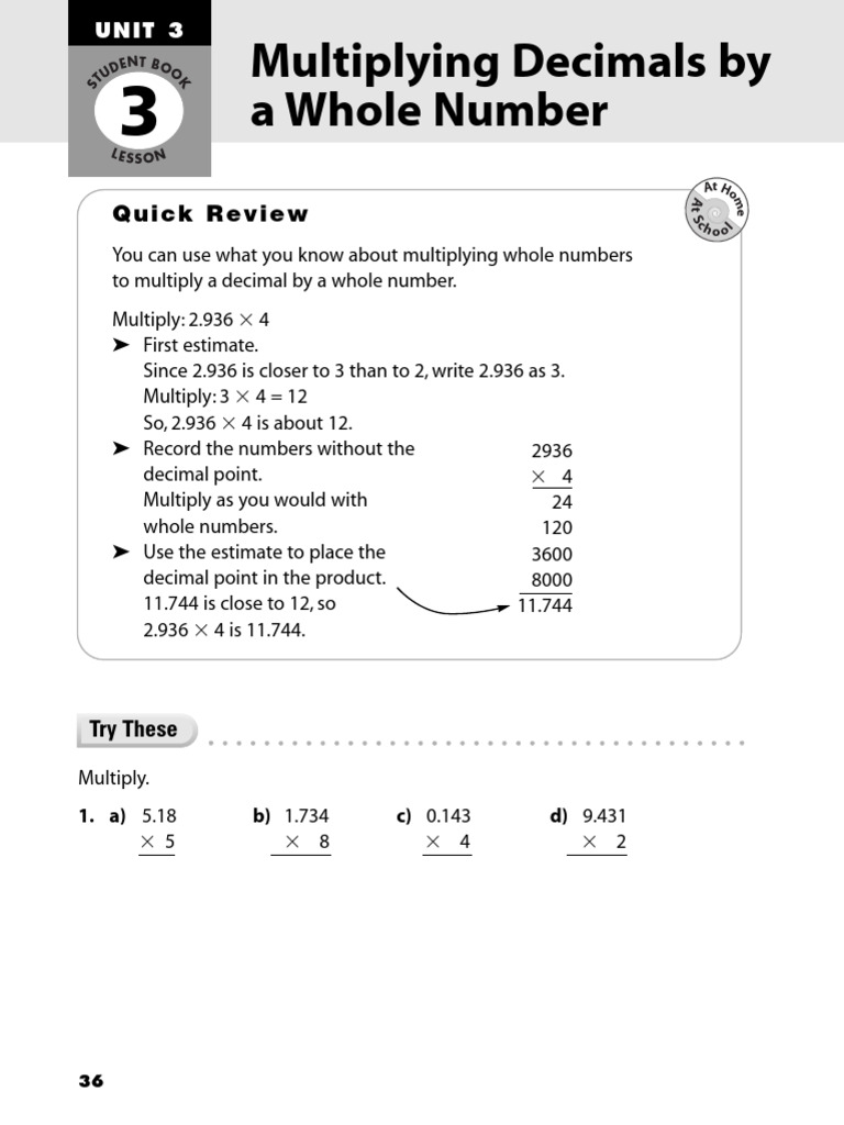 Multiplying Decimals by Whole Numbers | PDF | Division (Mathematics ...