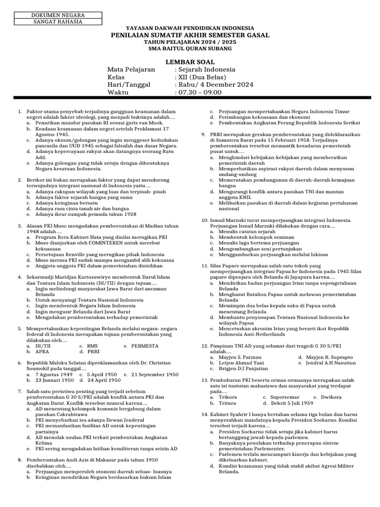 Kelas 12 Sejrah Indonesia | PDF