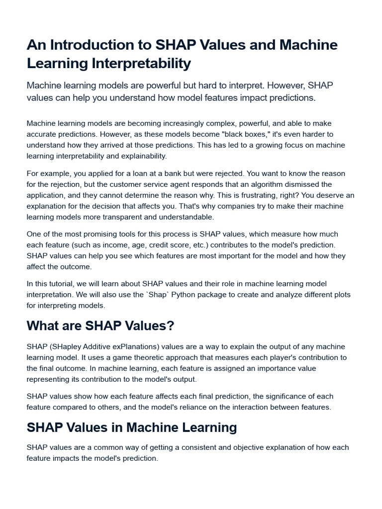 Understanding SHAP Values in ML Models | PDF | Machine Learning | Cognition