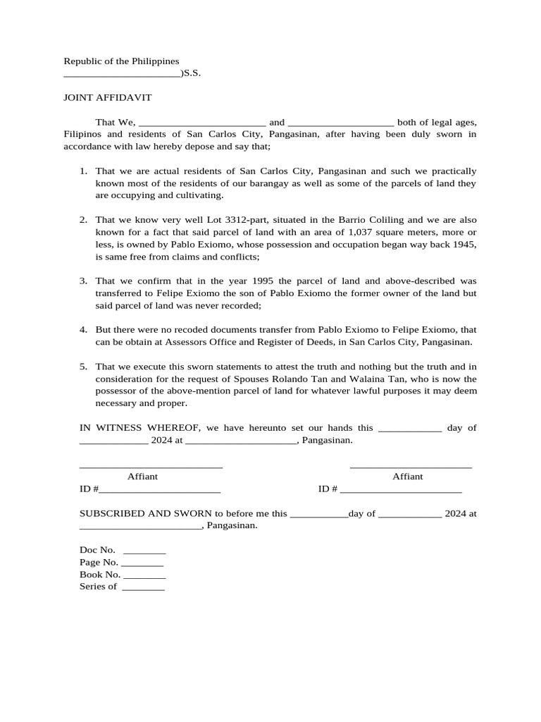 joint affidavit for land | PDF