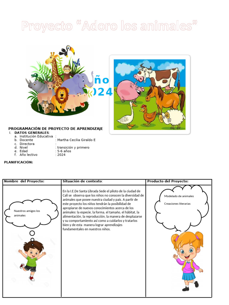 Proyecto-Mis-Amigos-Los-Animales 2024 | PDF | Las emociones | Aprendizaje