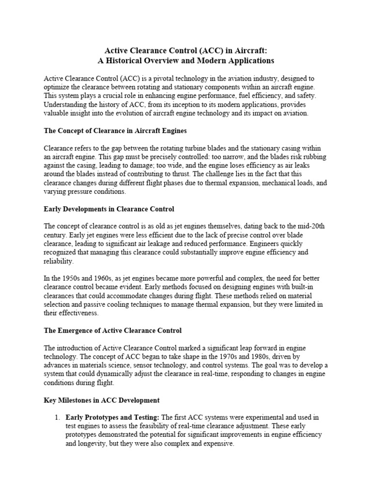 Active Clearance Control in Aviation | PDF | Jet Engine | Engines