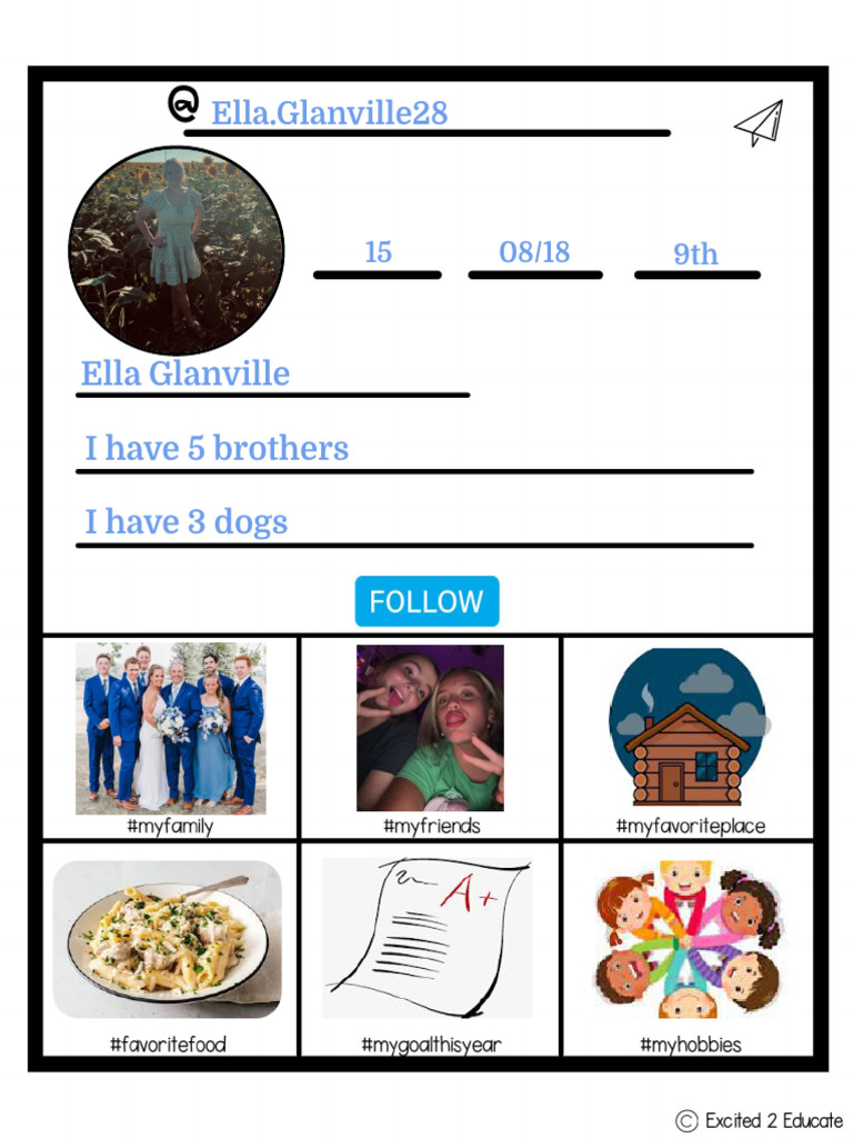 Insta Get To Know Me Ice Breaker Activity. Version 2 | PDF