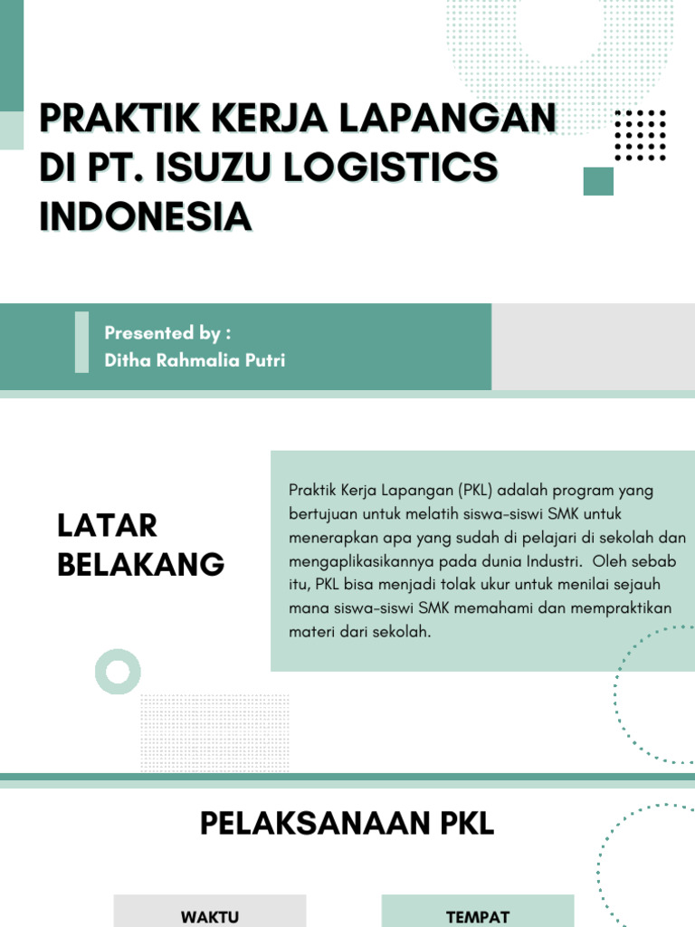 Tugas Presentasi PKL Ditha Rahmalia Putri | PDF