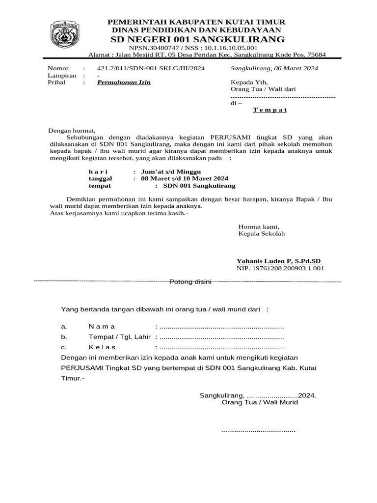 Surat Izin Pramuka | PDF