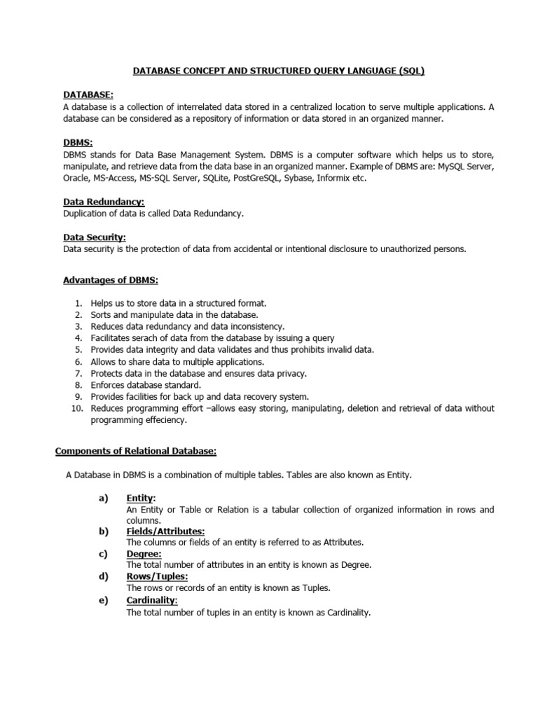 Rdbms&SQL Cs | PDF | Relational Database | Databases