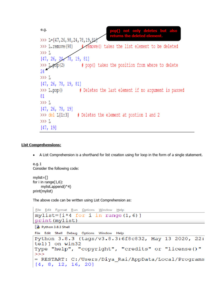 Python List Comprehensions & Data Structures Guide | PDF | Queue (Abstract Data Type) | Computer ...