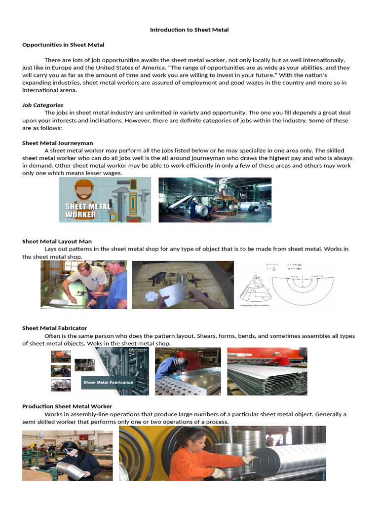 Unit 5 B Sheet Metal Working JOB OPPURTUNITIES | PDF | Sheet Metal ...
