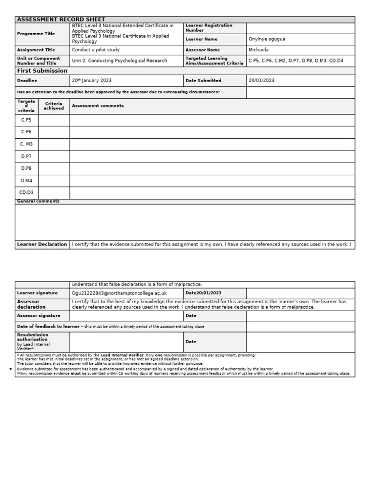 Unit 2 Assignment CD Feedback | PDF | Behavior Modification | Learning