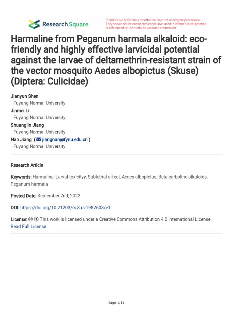 Harmaline From Peganum Harmala Alkaloid Eco-Friend | PDF | Analysis Of ...