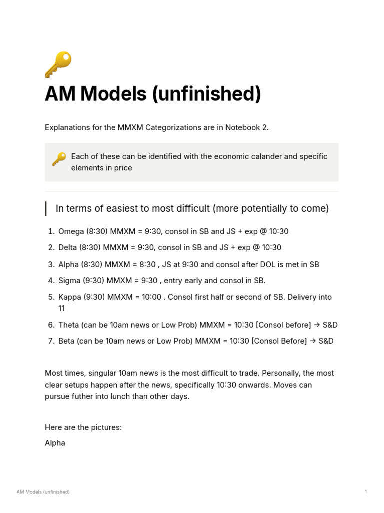 AM Models: Economic Calendar Setups | PDF